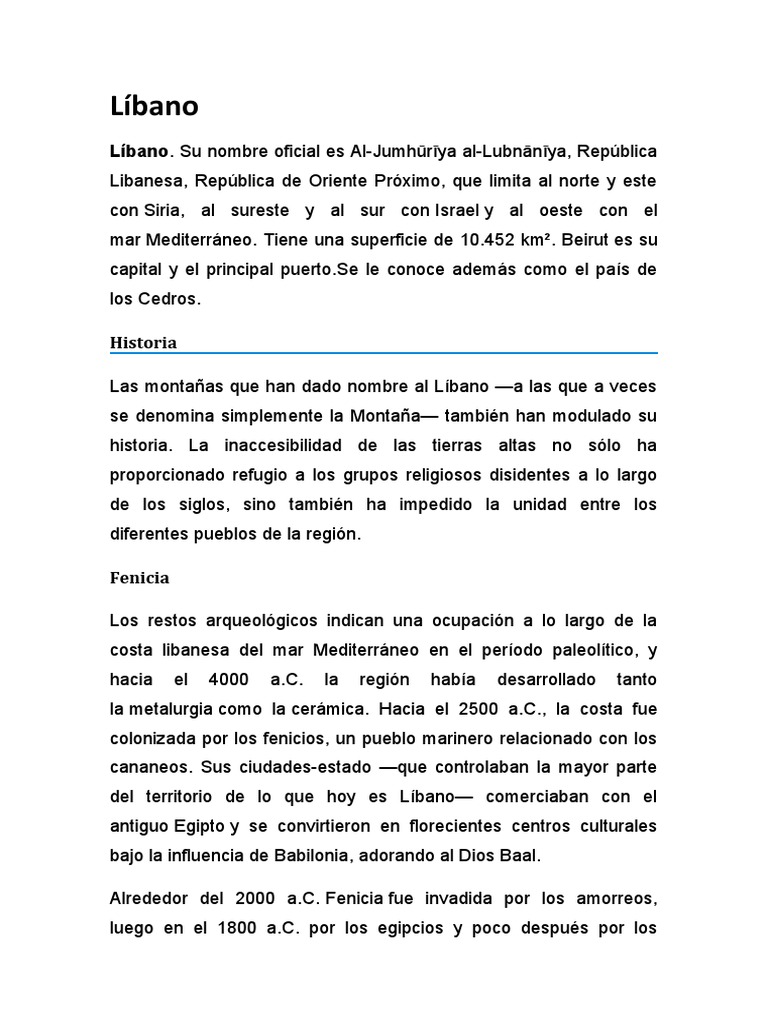 HISTORIA DEL Líbano | PDF | Líbano | Fenicia