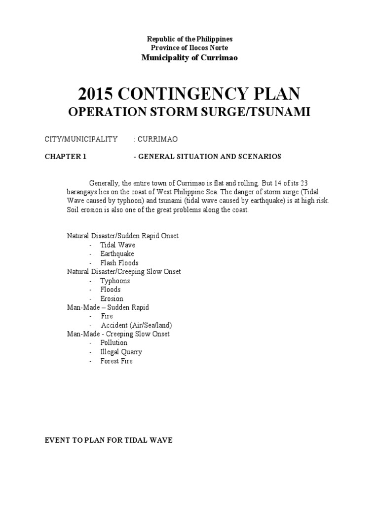 2015 Contingency Plan: Operation Storm Surge/Tsunami | PDF | Tsunami ...