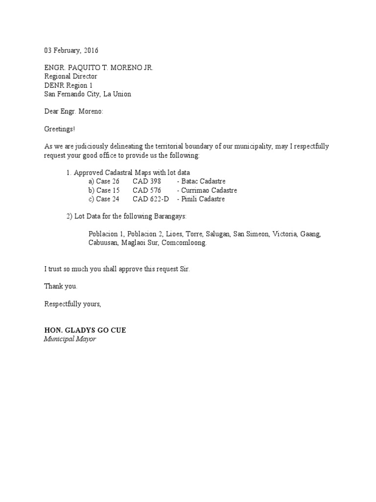 Letter - Denr.request - Cadastral Maps | PDF