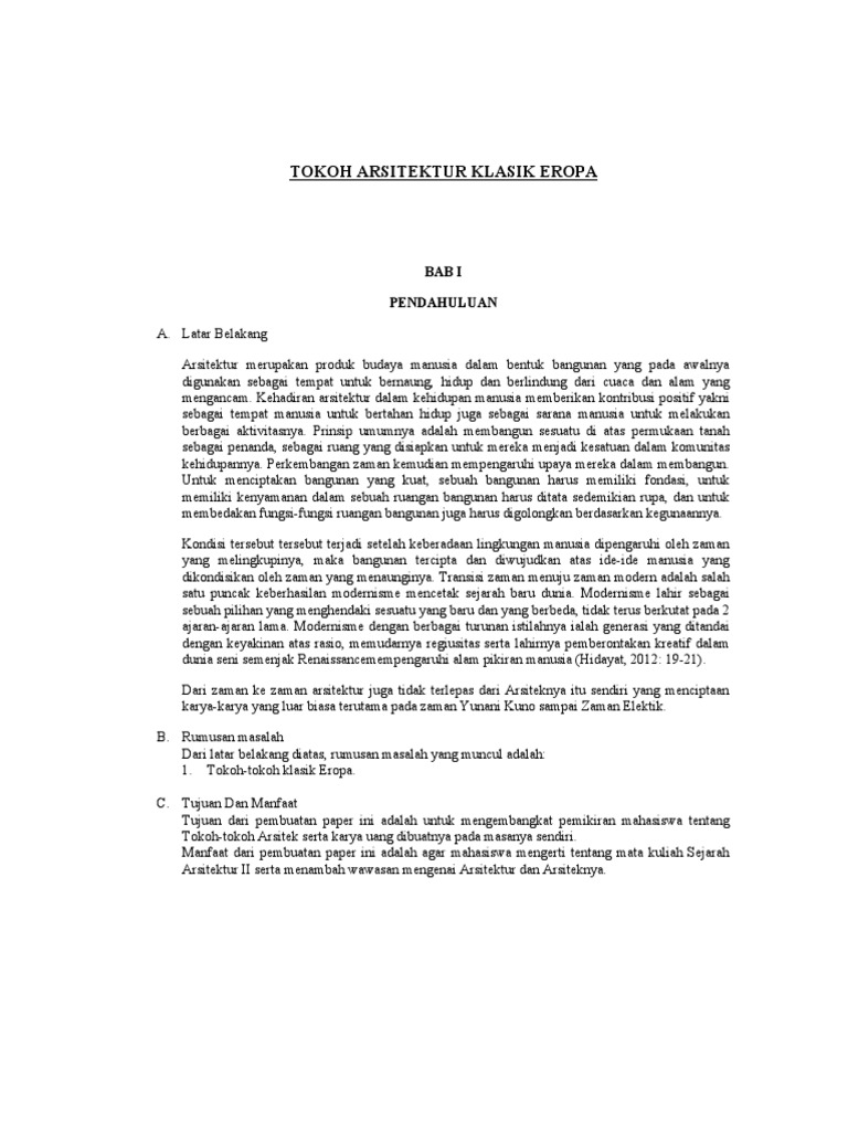 KARYA-KARYA TOKOH ARSITEKTUR KLASIK EROPA | PDF