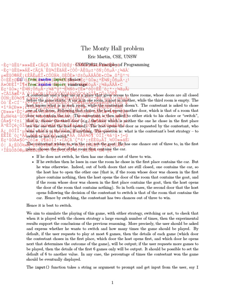 The Monty Hall Problem | PDF | Parameter (Computer Programming ...