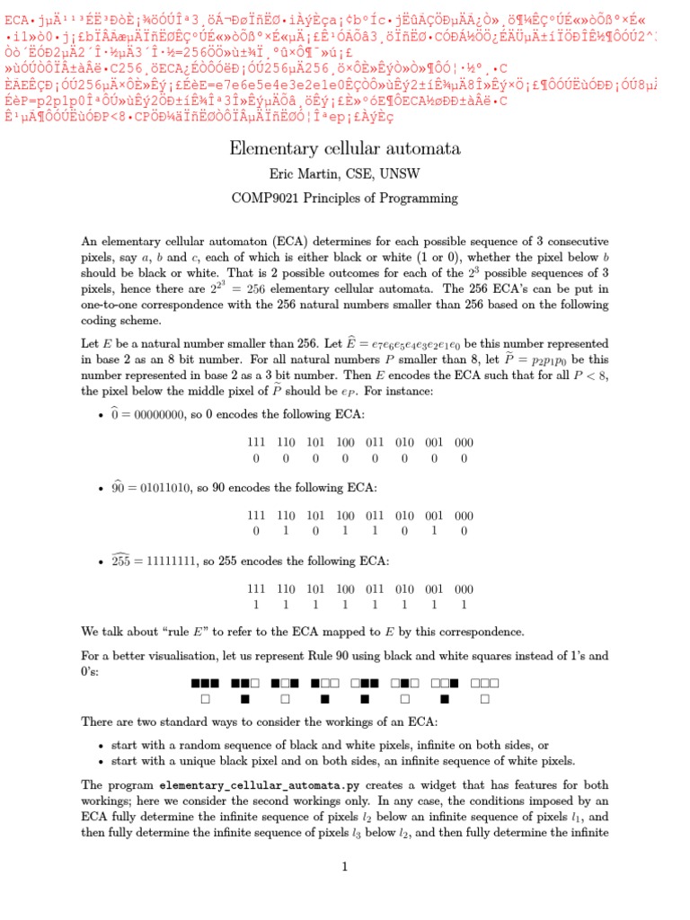 Elementary Cellular Automata | PDF | Mathematical Notation | Discrete ...