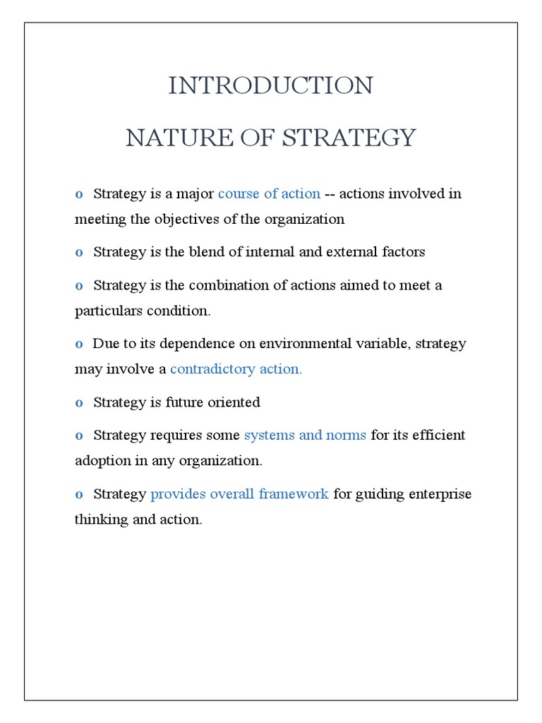 Nature of Strategy | PDF | Strategic Management | Strategic Planning