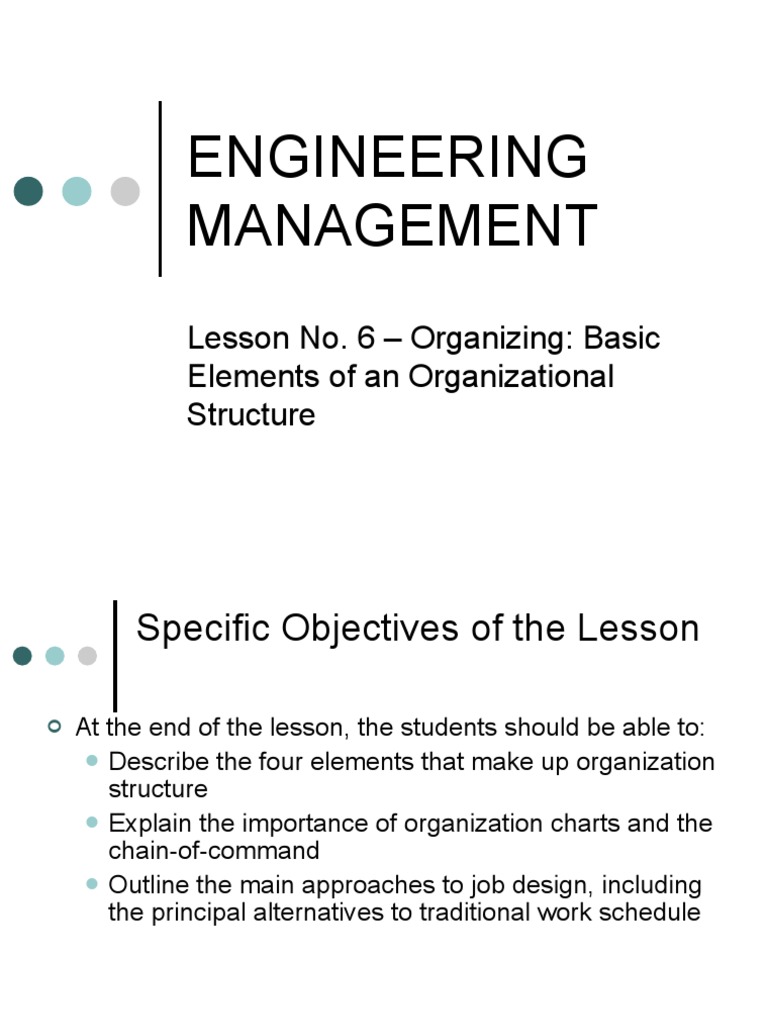 Lesson No. 6 - Organizing (Basic Elements of An Organizational ...