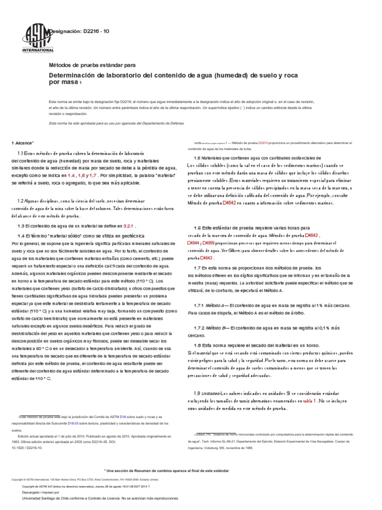 ASTM+D2216-10 en Es | PDF | Yeso | Suelo