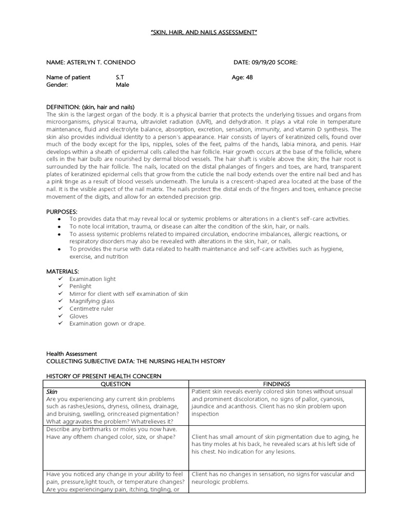 Worksheet For Integumentary System (Skin, Hair, Nails) | PDF | Nail ...