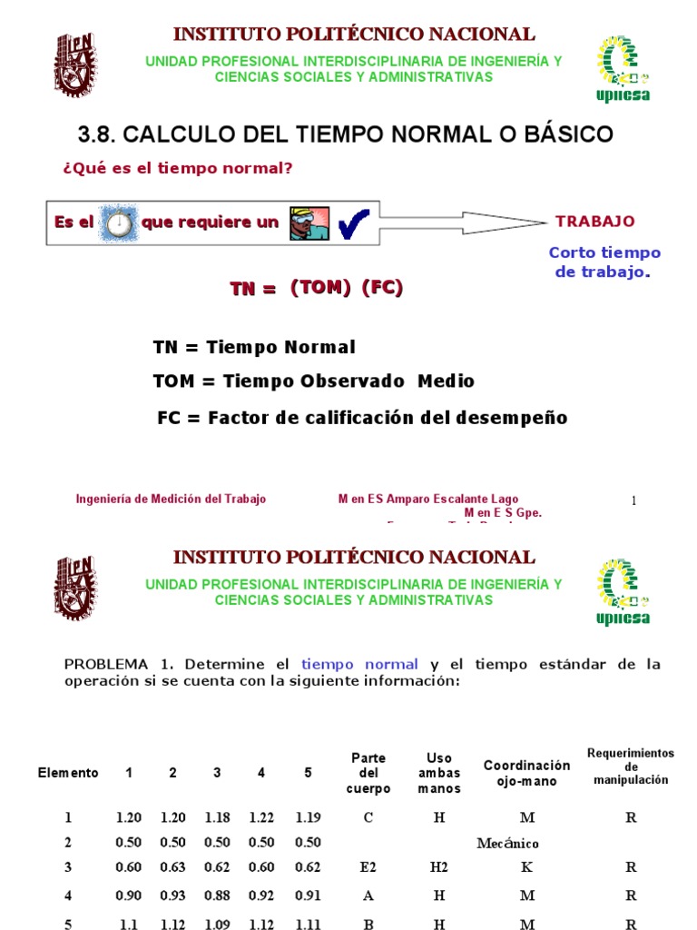 Cálculo de Tiempo Normal y Estándar | PDF | Ingeniería | Science