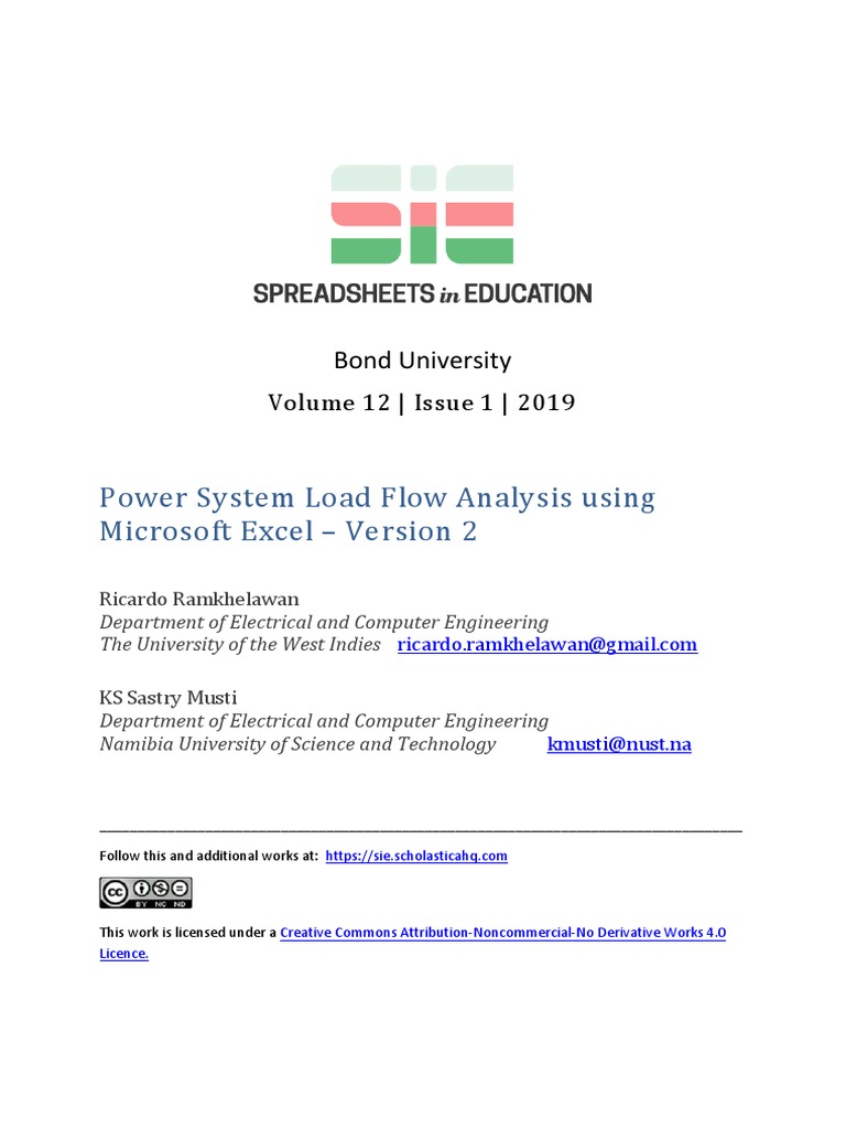Power System Load Flow Analysis Using Microsoft Excel Version 2 PDF | PDF | Visual Basic For ...