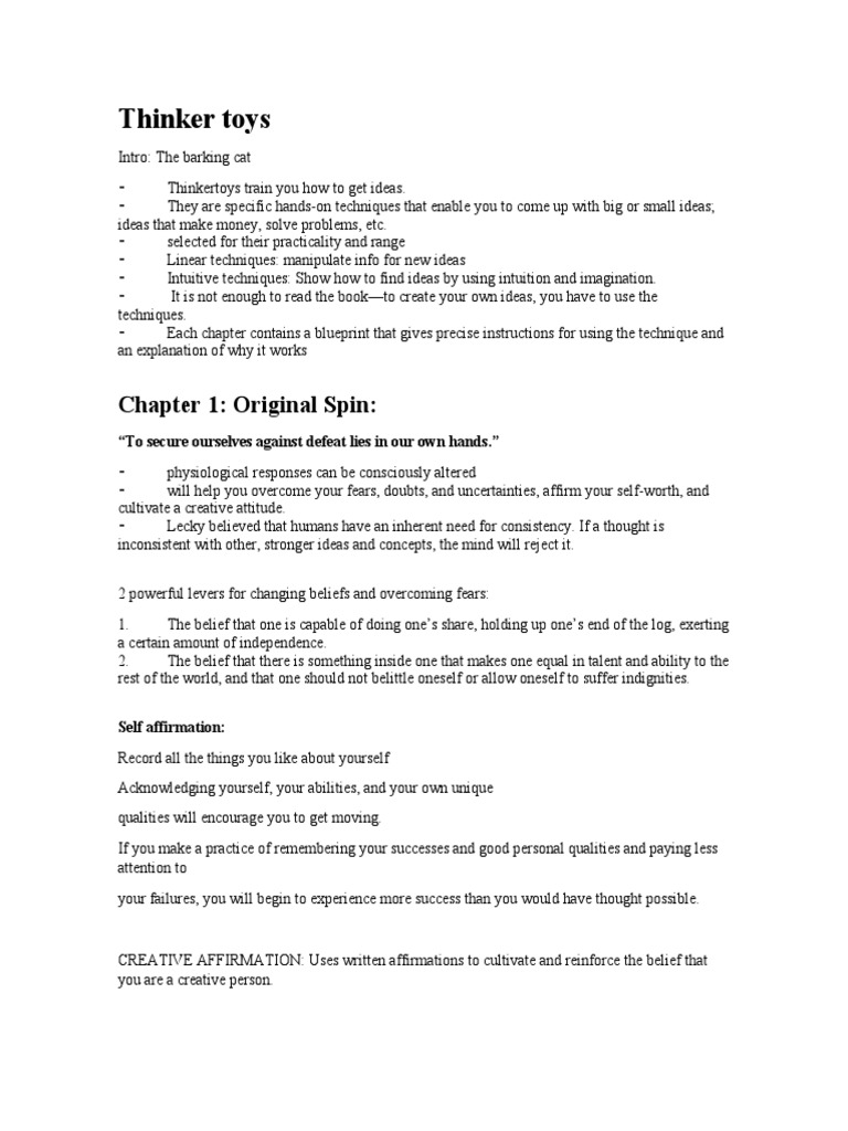 Thinker Toys: Chapter 1: Original Spin | PDF | Idea | Attention