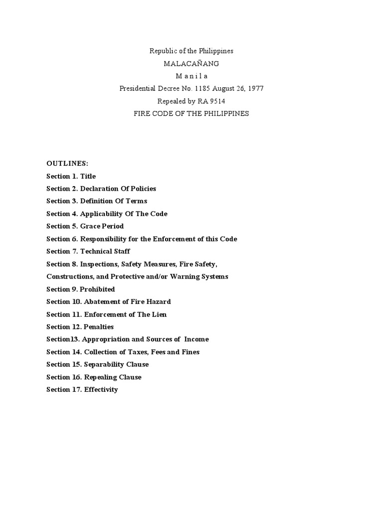 Republic of The Philippines Malacañang Manila Presidential Decree No ...