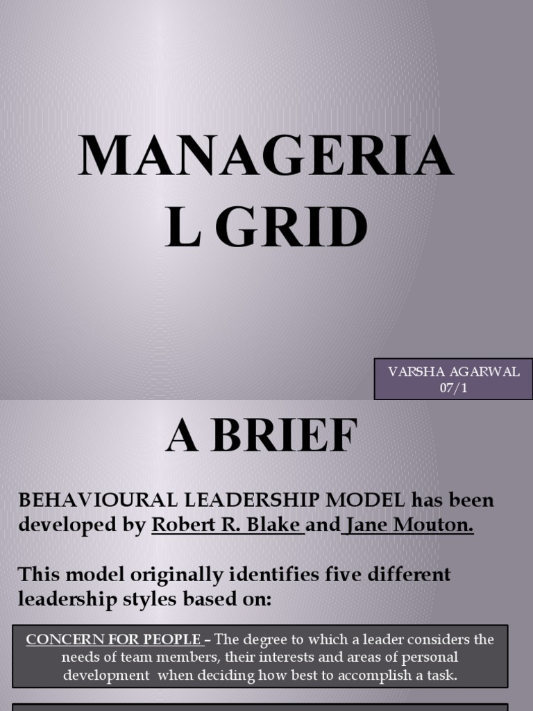 07 Managerial Grid | PDF