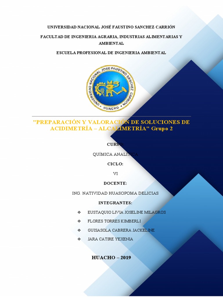 Preparacion y Valoración de Soluciones Acidimetria-Alcalimetria | PDF ...