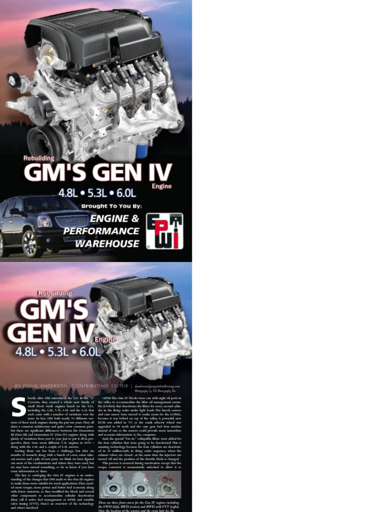 Rebuilding GMs Gen 4 Engine | PDF | Engine Technology | Automotive ...
