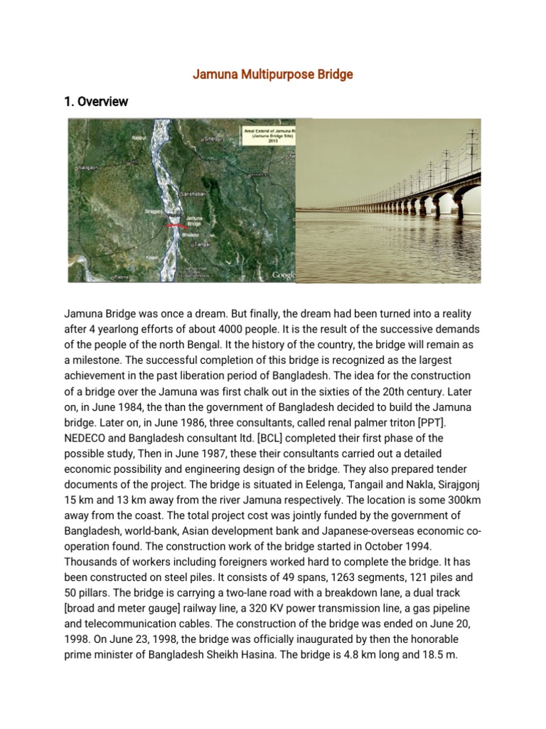 Jamuna Multipurpose Bridge Overview | PDF