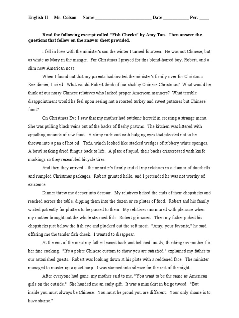 Fish Cheeks Assessment | PDF | Foods