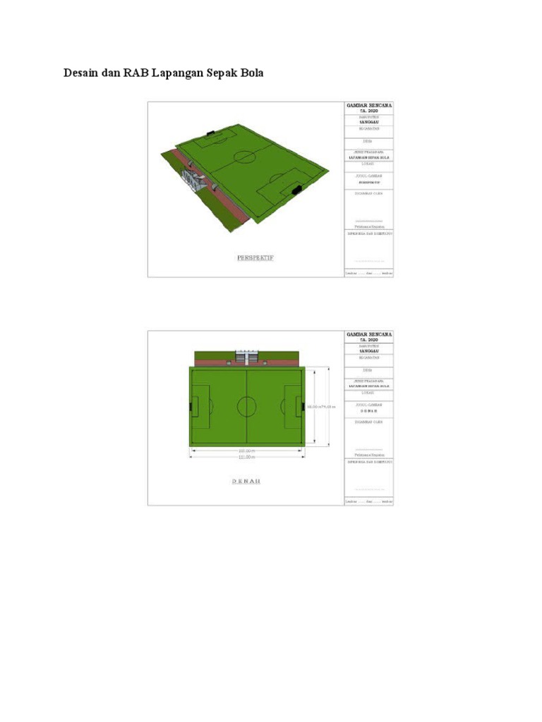 Desain Dan RAB Lapangan Sepak Bola | PDF