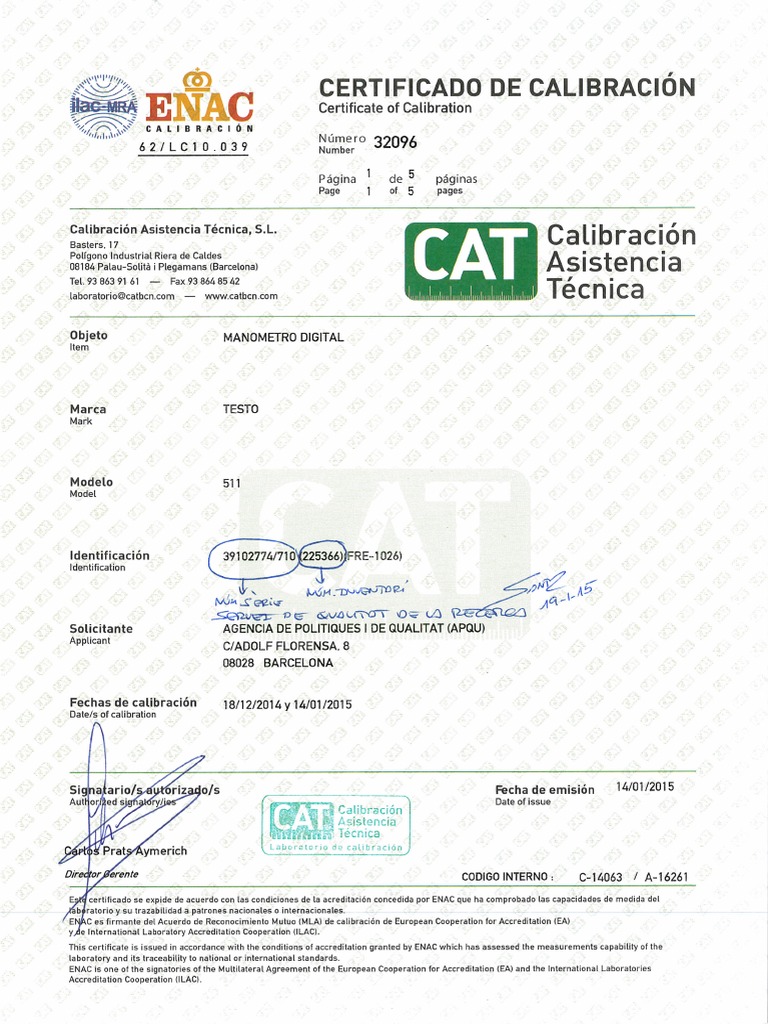 Certificado de Calibracion | PDF