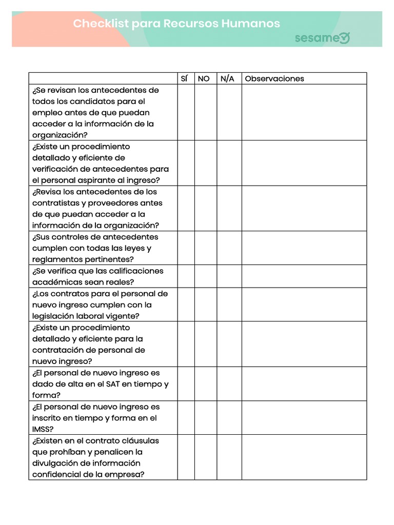 Checklist PDF | PDF | Usuario (informática) | Gestión de recursos humanos