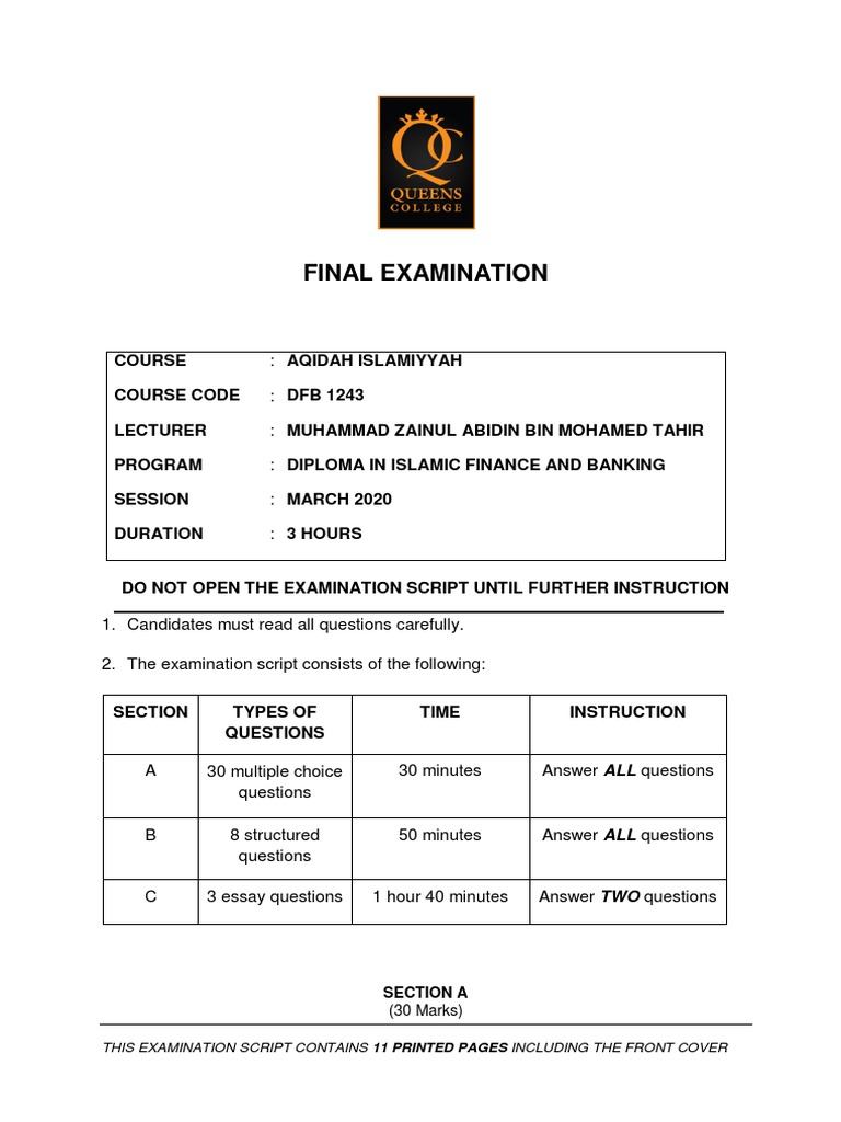 Aqidah Exam Preparation Guide | PDF | Prophets And Messengers In Islam ...