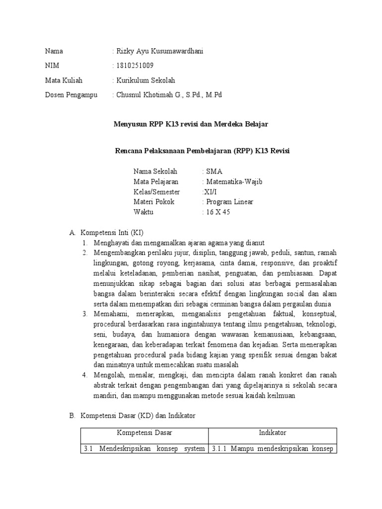 Menyusun RPP K13 Revisi Dan Merdeka Belajar | PDF | Karier ...
