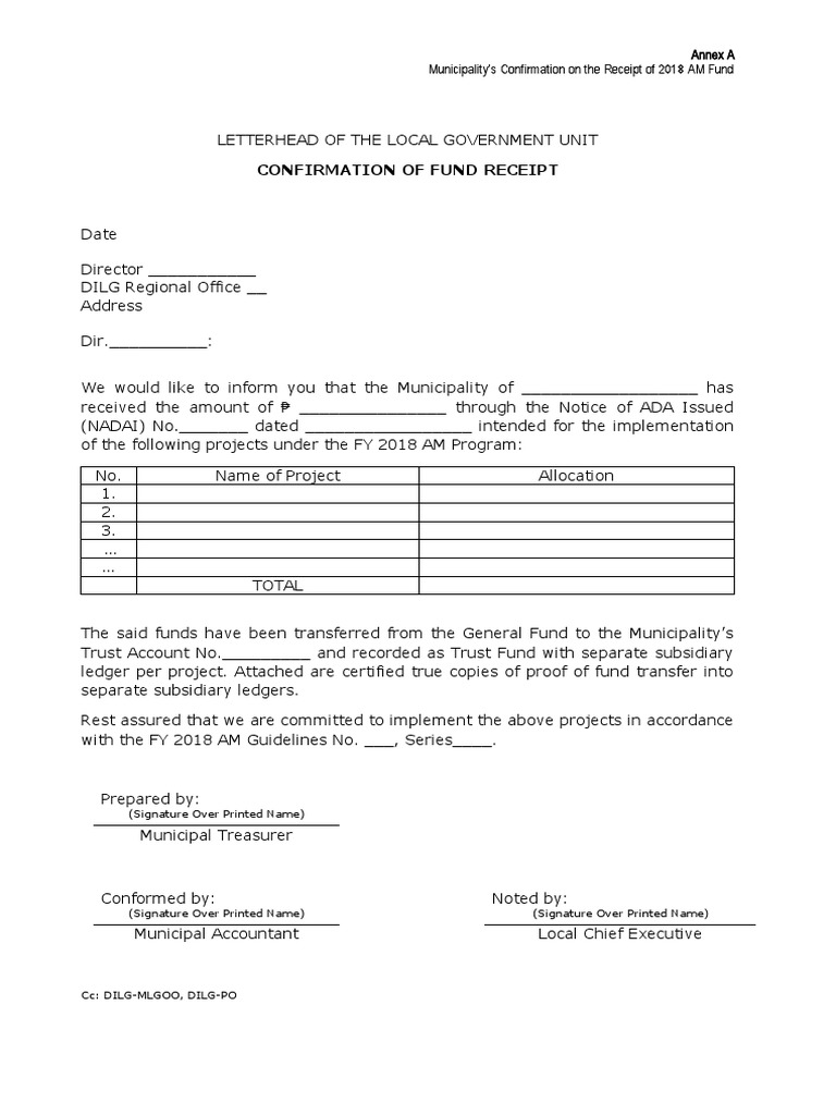 2018 AM Fund Receipt Confirmation | PDF | Finance & Money Management