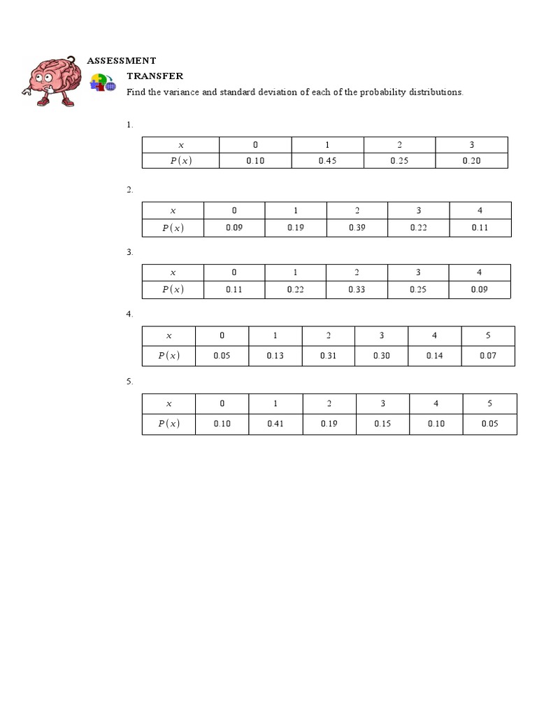 Variance & Std Dev of Probability Distributions | PDF