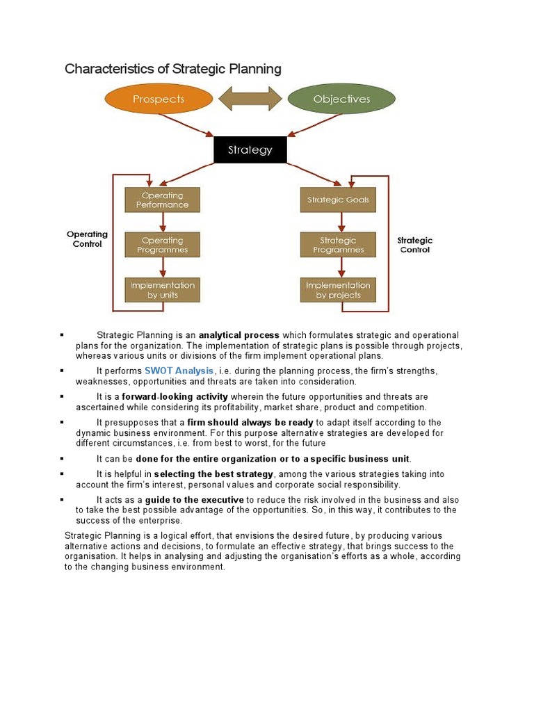 Characteristics of Strategic Planning | PDF