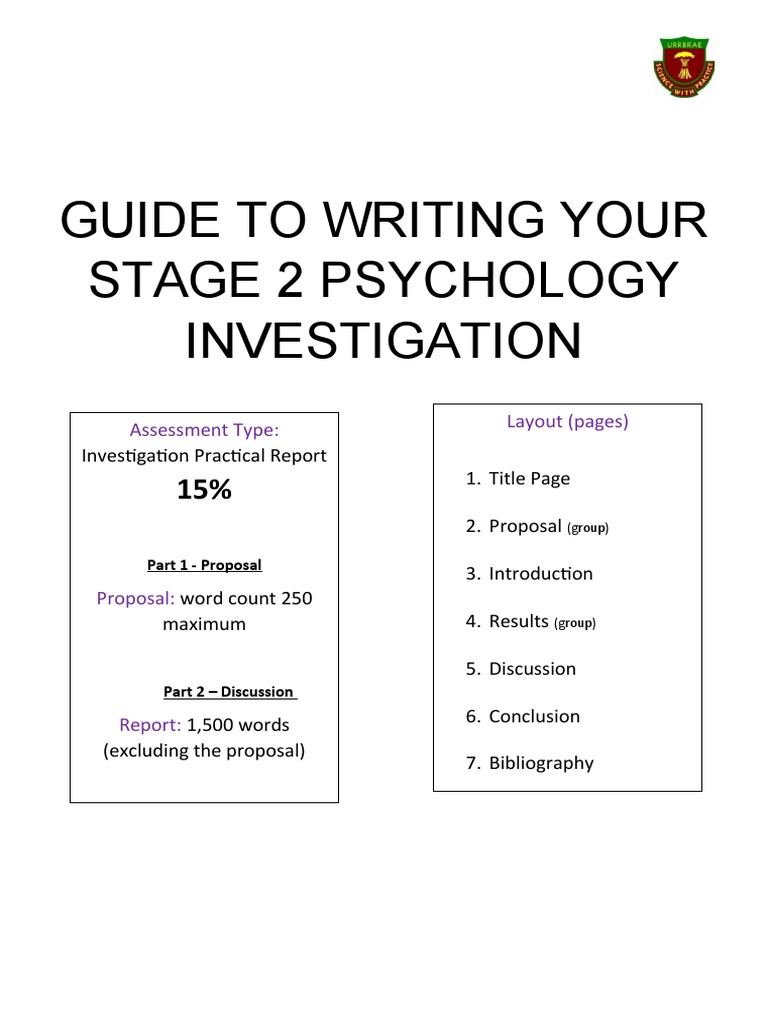 2020 Guide To Writing Your Stage 2 Psychology Investigation | PDF ...