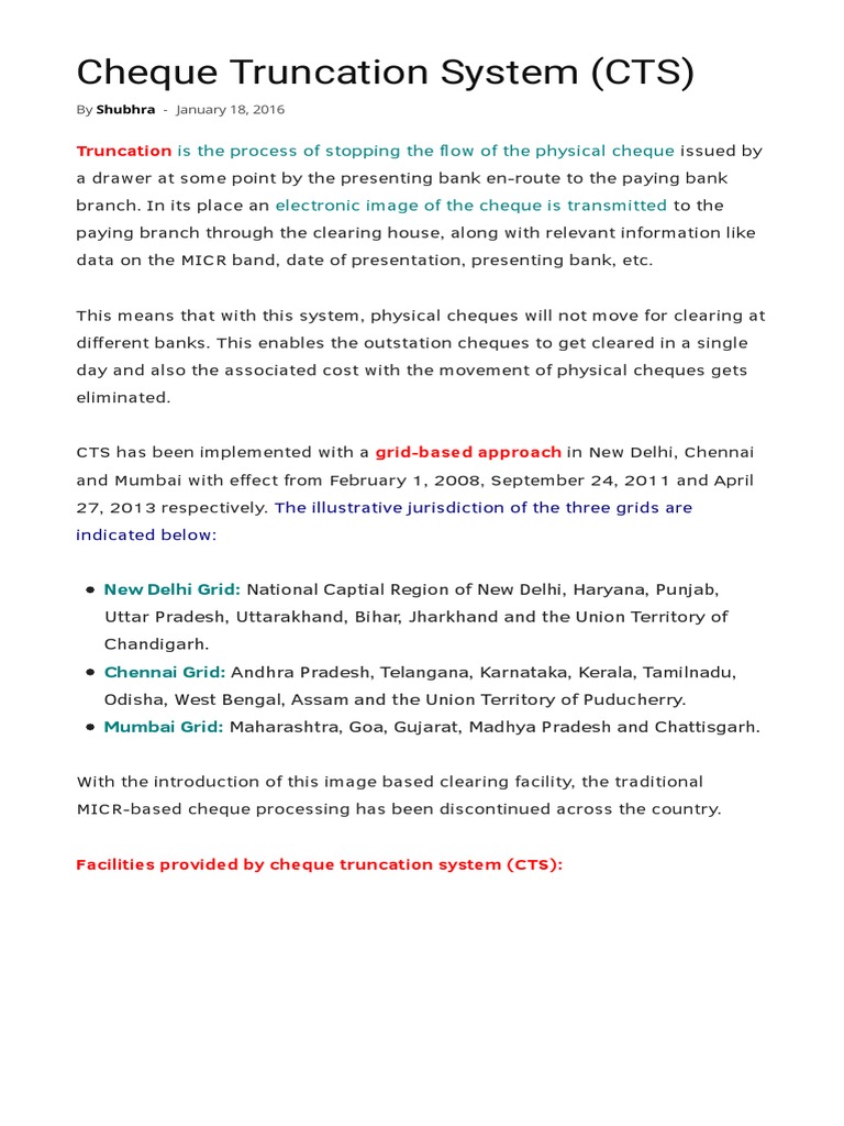 Understanding Cheque Truncation System | PDF | Cheque | Financial Services