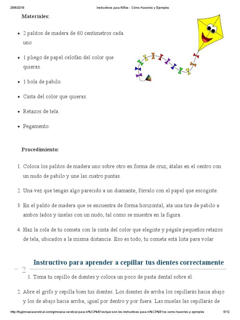 Instructivos para Niños - Cómo Hacerlos y Ejemplos | PDF