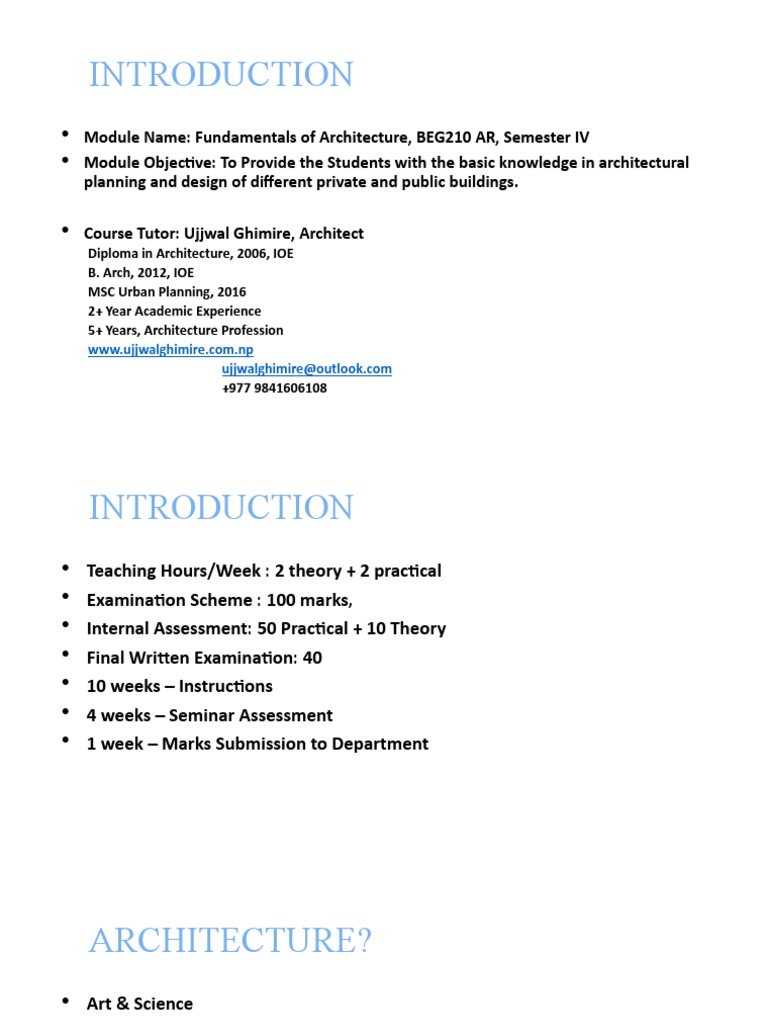 Fundamentals of Architecture Lecture Slide For Civil Engineering ...