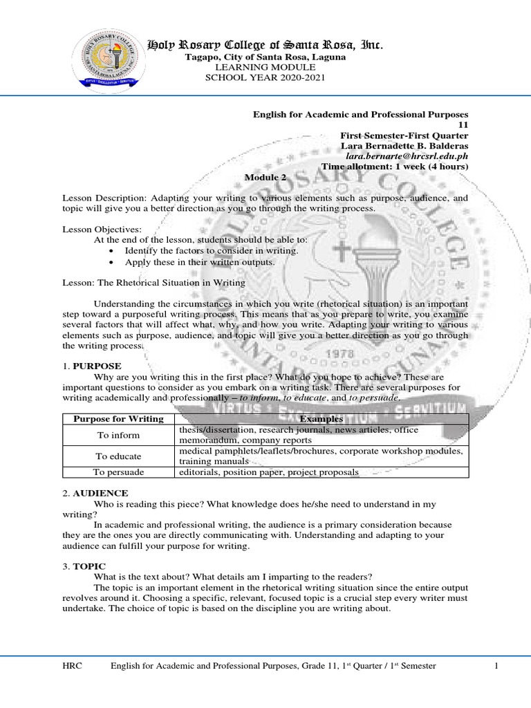 EAPP Module 2 Quarter 1 | PDF | Thesis | Academia