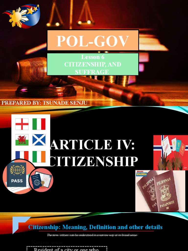 Pol-Gov: Lesson 6 Citizenship, and Suffrage | Download Free PDF ...