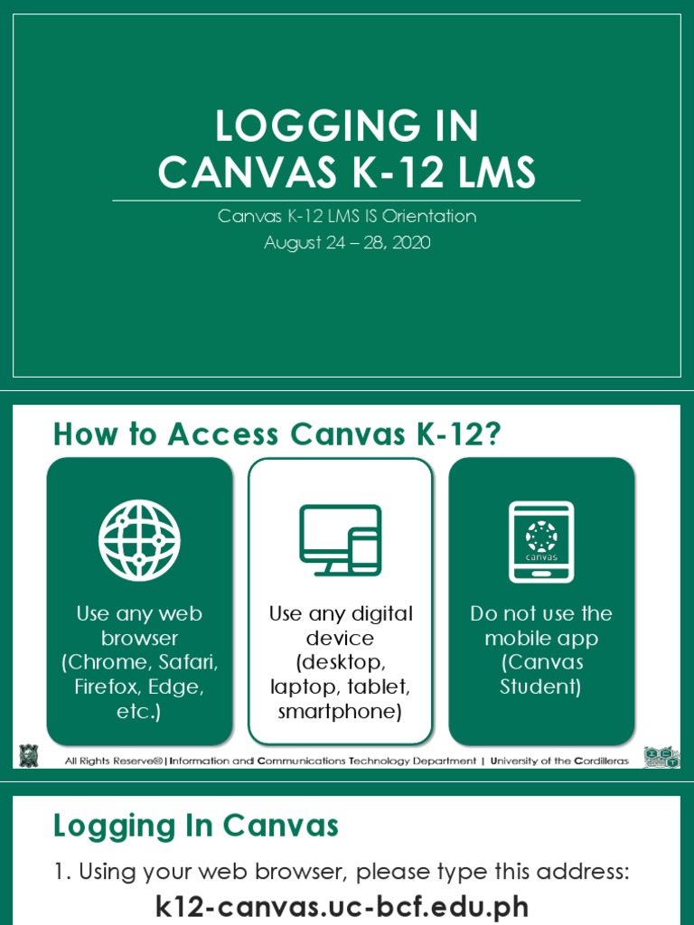 0.2. Logging in Canvas K 12 LMS | PDF