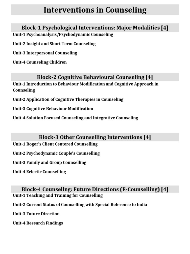 Interventions in Counseling KB | PDF | Psychodynamics | Psychotherapy