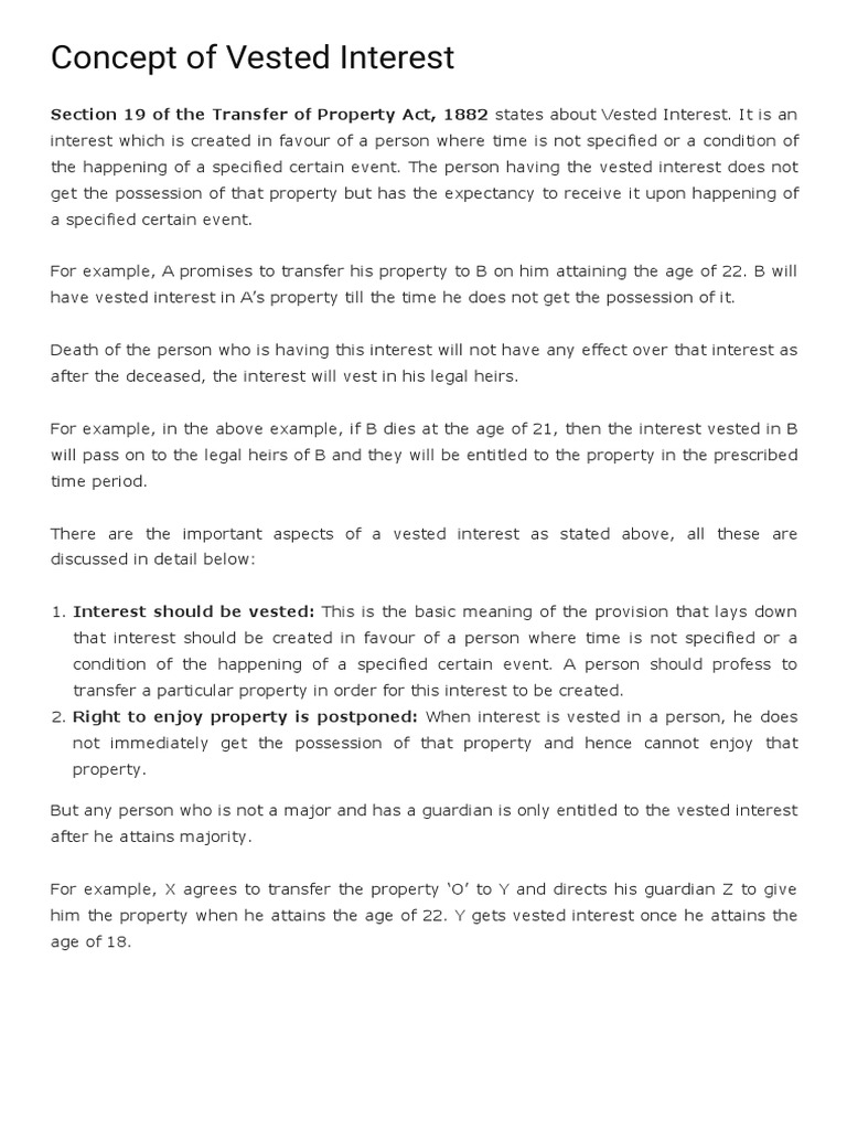 Contingent and Vested Interest PDF | PDF | Inheritance | Property