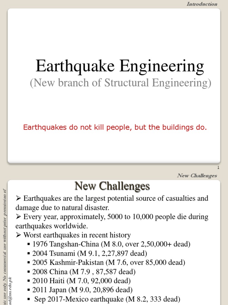 Lecture 1 Intro Earthquake Eng | PDF | Earthquakes | Plate Tectonics