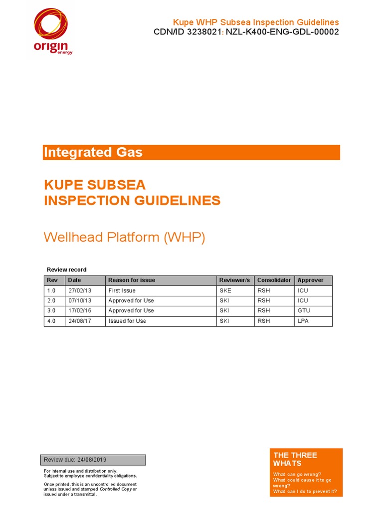Kupe WHP Subsea Inspection Guidelines | PDF | Subsea (Technology ...