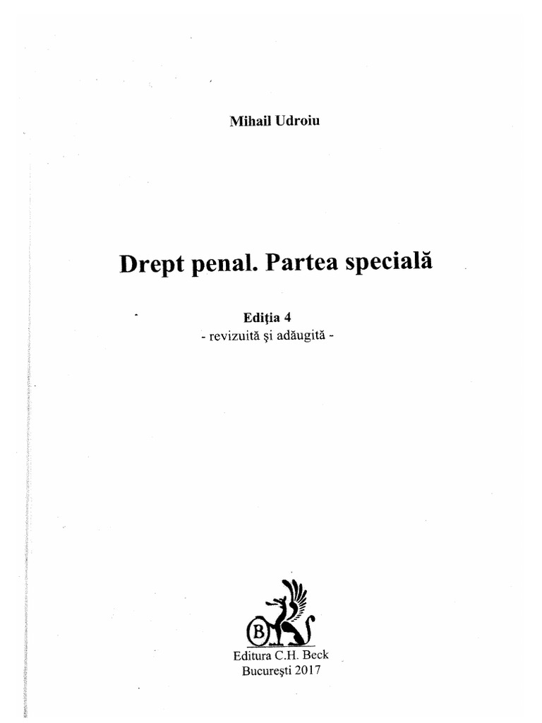 Drept Penal Partea Speciala Editia A 4 Sinteze Si Grile 2017 Mihail ...