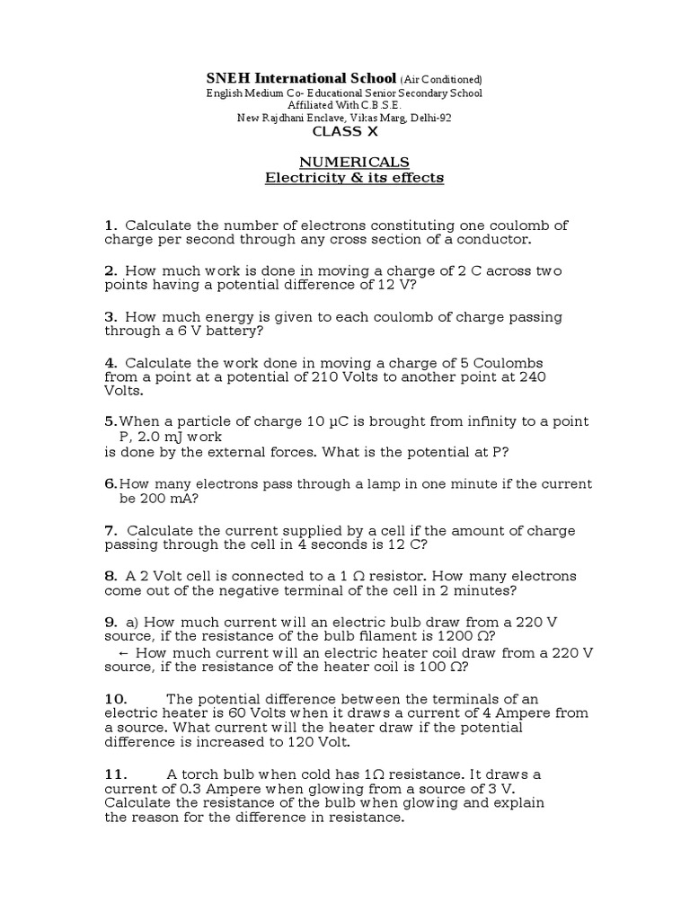 Electricity Assignment HHW | PDF | Series And Parallel Circuits ...