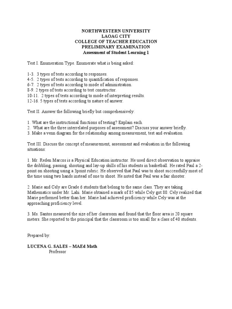 Prelim Assessment 1 | PDF