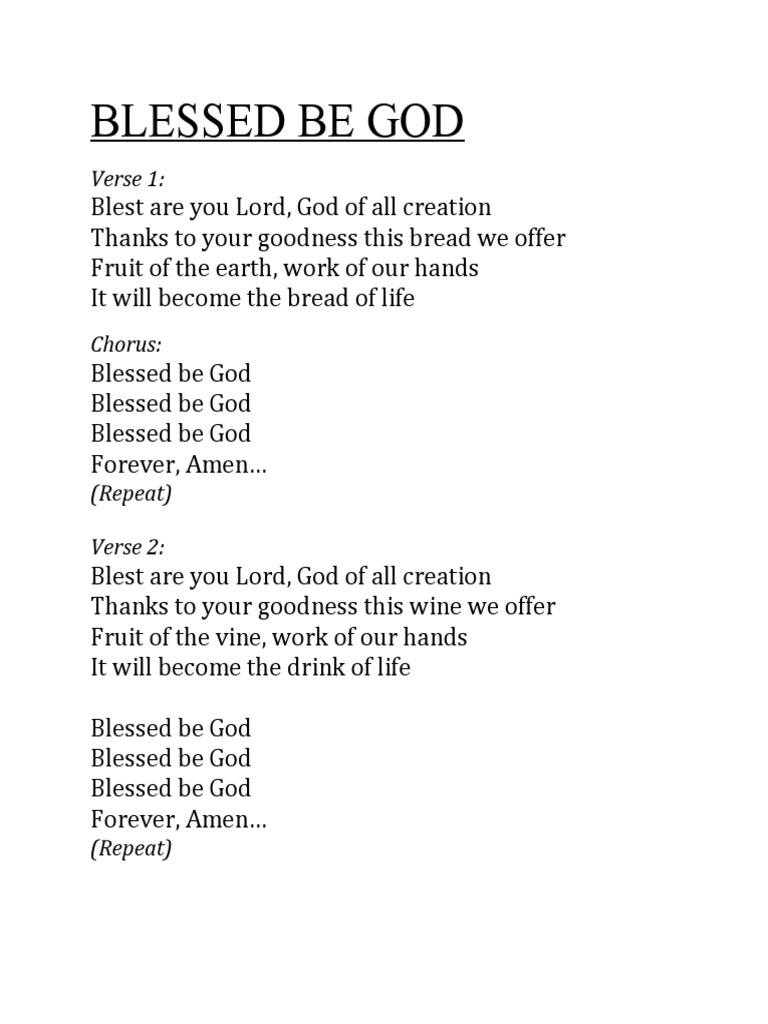 Blessed Be God Hymn Lyrics | PDF
