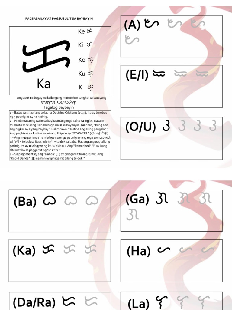 Baybayin Worksheet PDF | PDF