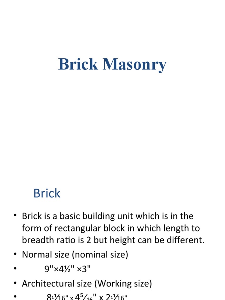 Brick Masonry Basics | PDF | Brick | Architectural Design