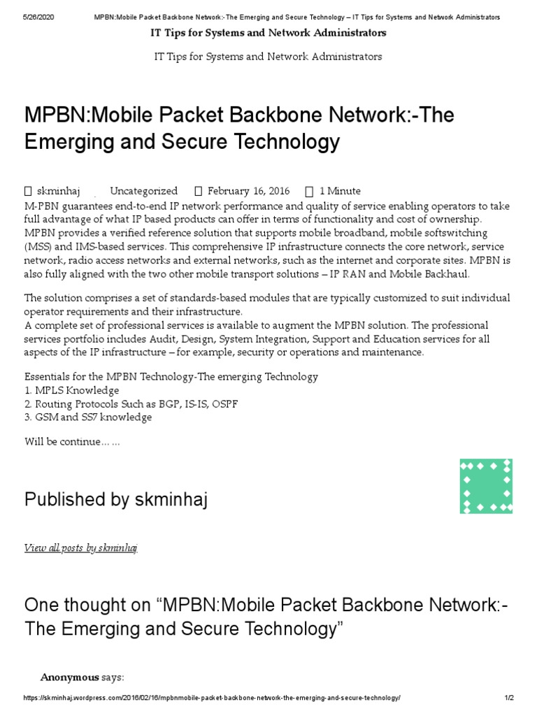 MPBN - Mobile Packet Backbone Network - The Emerging and Secure Technology - IT Tips For Systems ...