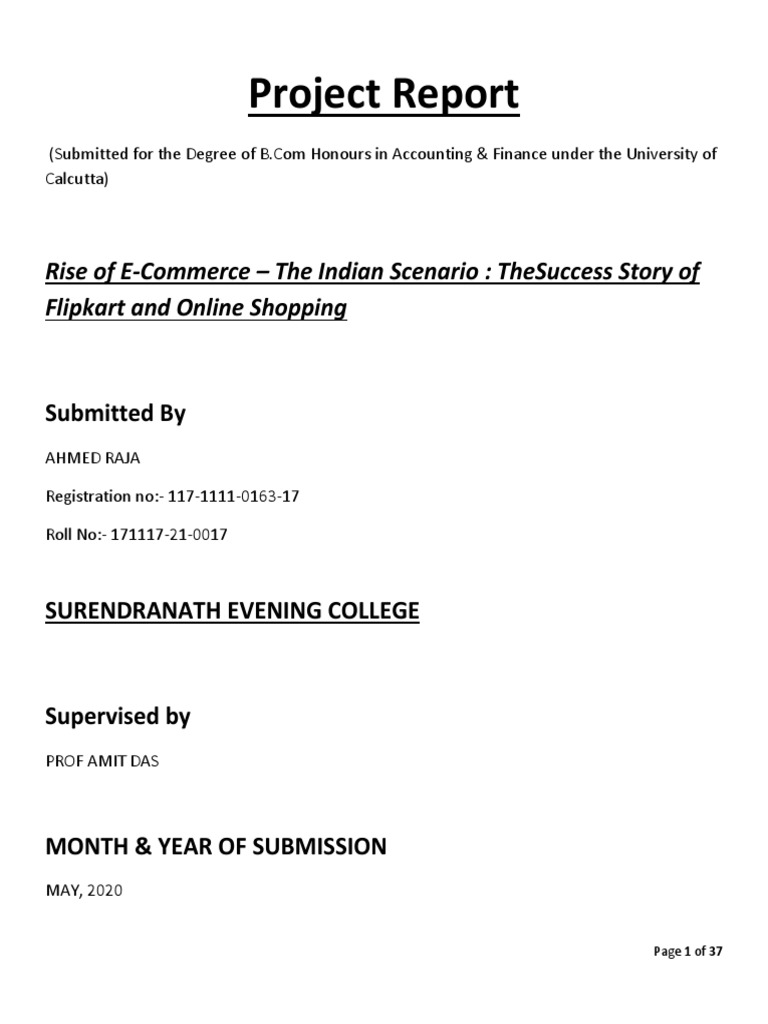 Project Report: Rise of E-Commerce - The Indian Scenario: Thesuccess ...