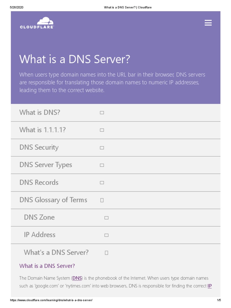 What Is A DNS Server - Cloudflare | PDF | Domain Name System | Internet ...