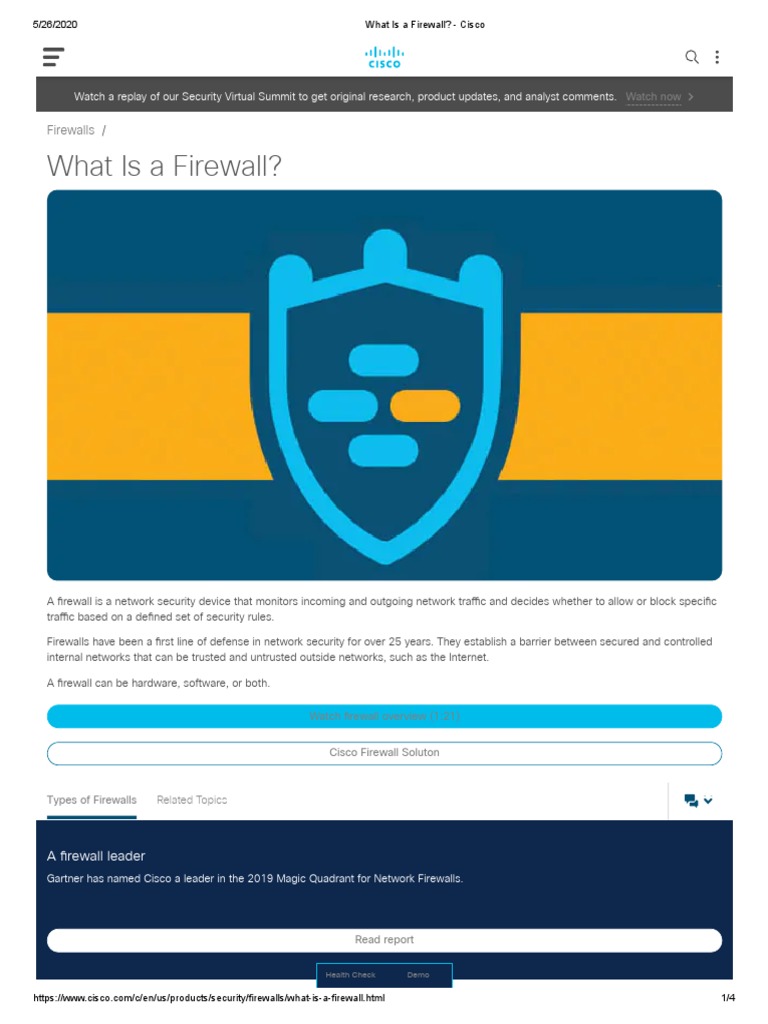What Is A Firewall - Cisco | PDF | Firewall (Computing) | Proxy Server