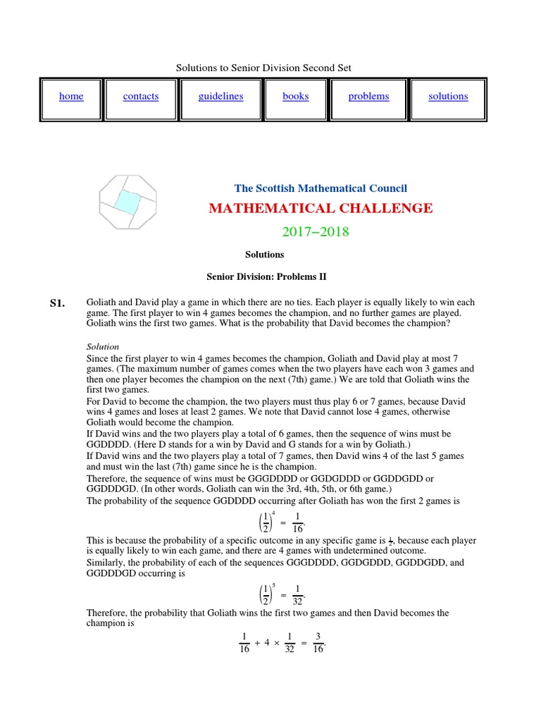 Senior Division Math Solutions 2017-2018 | PDF | Classical Geometry ...