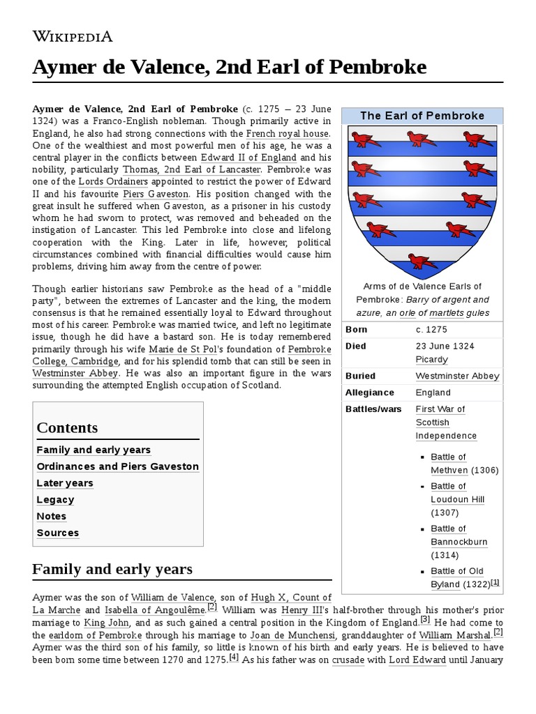 Aymer de Valence | PDF | Medieval English People | Middle Ages